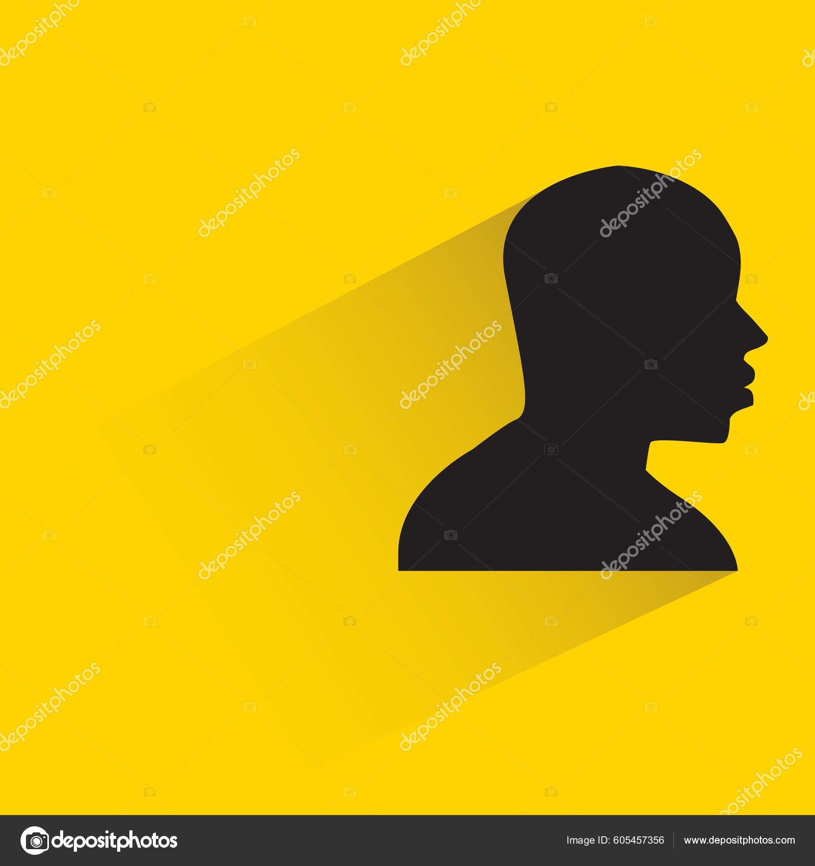 Silhouette Male Face Drop Shadow Yellow Background Stock Vector Image ...