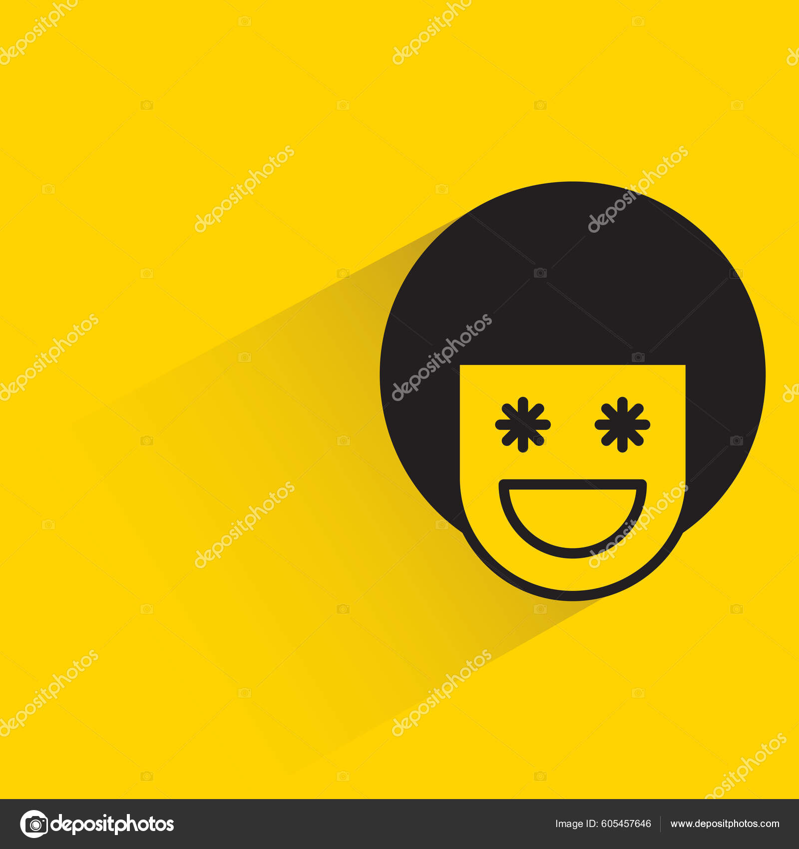 Boy Face Shadow Yellow Background 스톡 벡터 - ©loopang 605457646