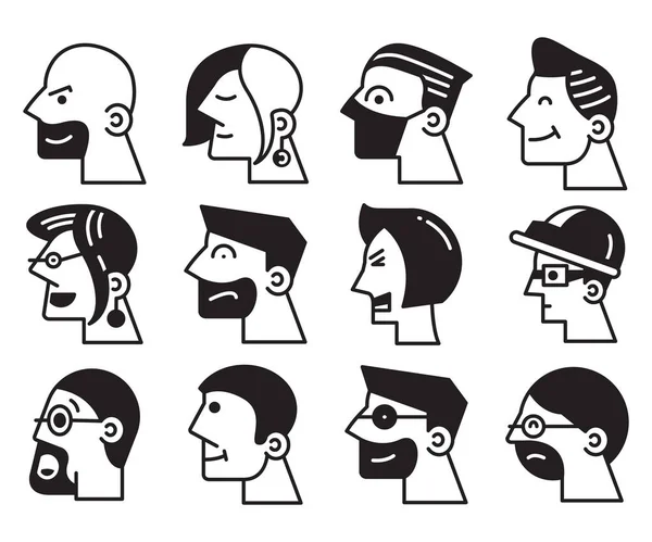 Human Face Side View Icons Vector Set Vetor de stock de ©loopang 605451094