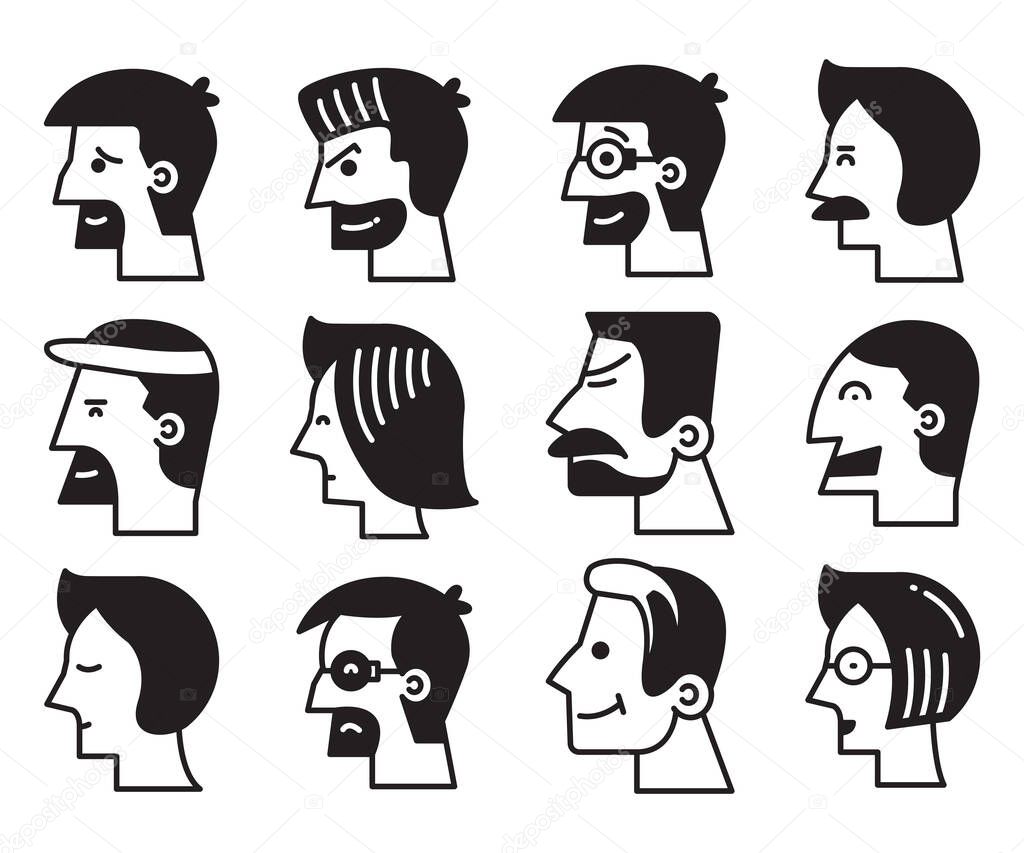 Human Face Side View Icons Vector Set Vector de stock por ©loopang ...