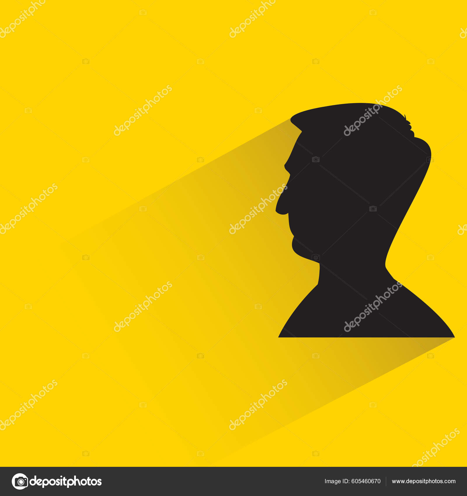 Male Face Drop Shadow Yellow Background Stock Vector by ©loopang 605460670