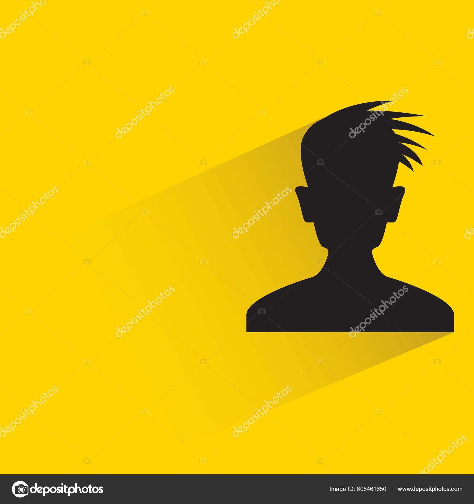 Male Face Drop Shadow Yellow Background Stock Vector by ©loopang 605461650