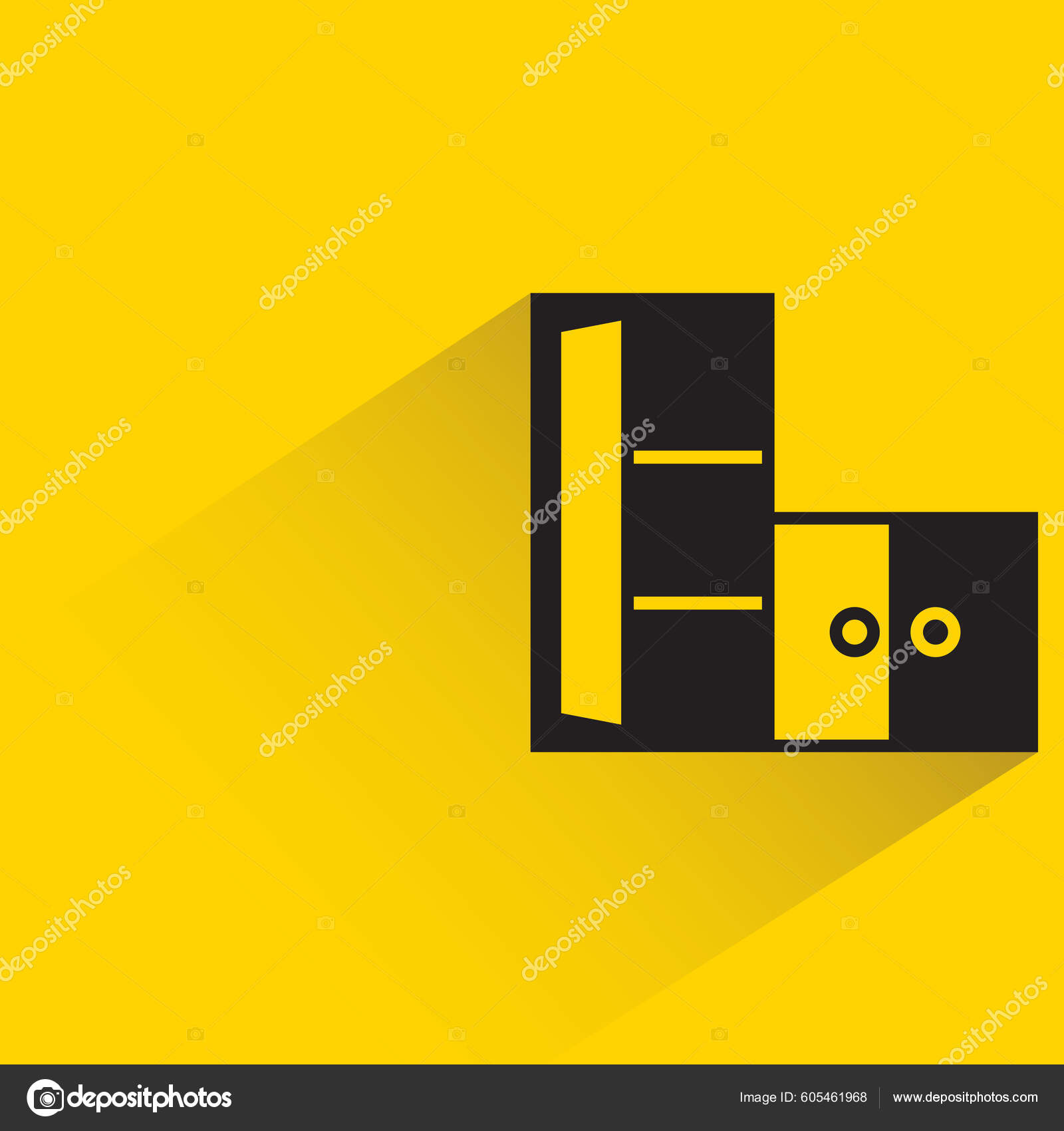 Closet Wardrobe Shadow Yellow Background Stock Vector by ©loopang 605461968