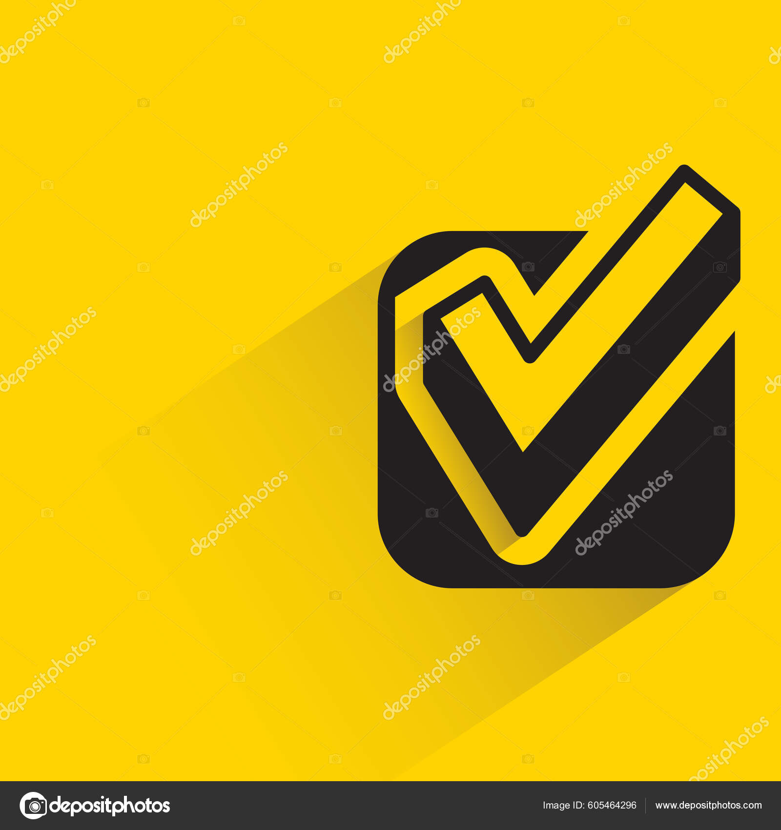 Check Mark Symbol Yellow Background 스톡 벡터 - ©loopang 605464296