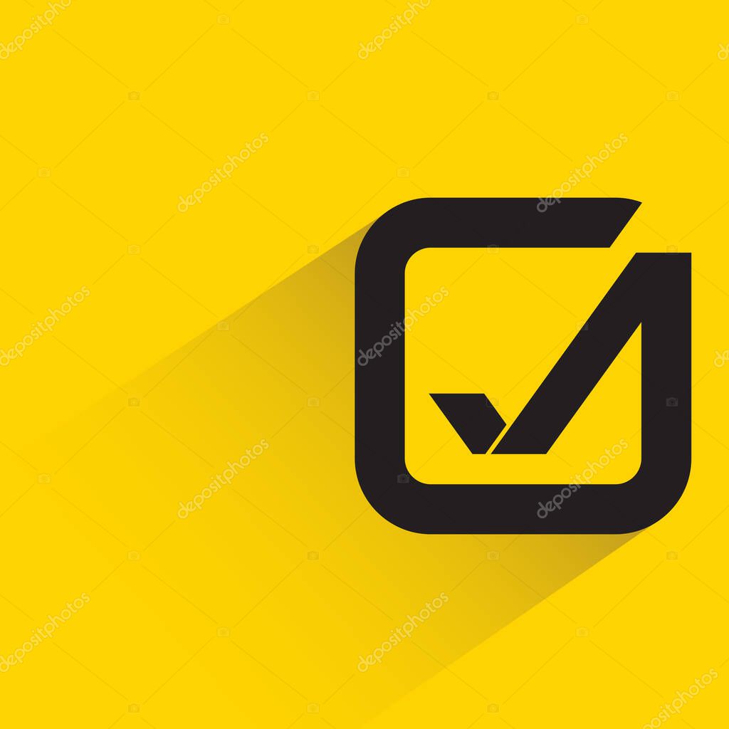 Check Mark Symbol Yellow Background Vector de stock por ©loopang 605464412