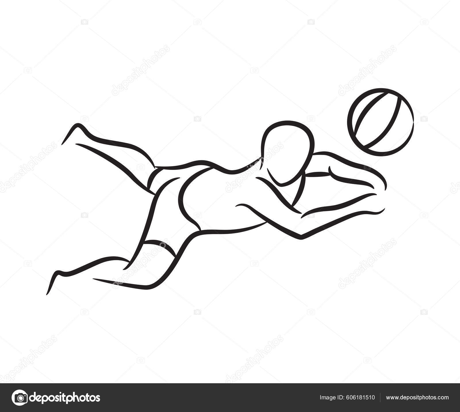Hand Drawn Volleyball Player Line Illustration Stock Vector by ©loopang ...