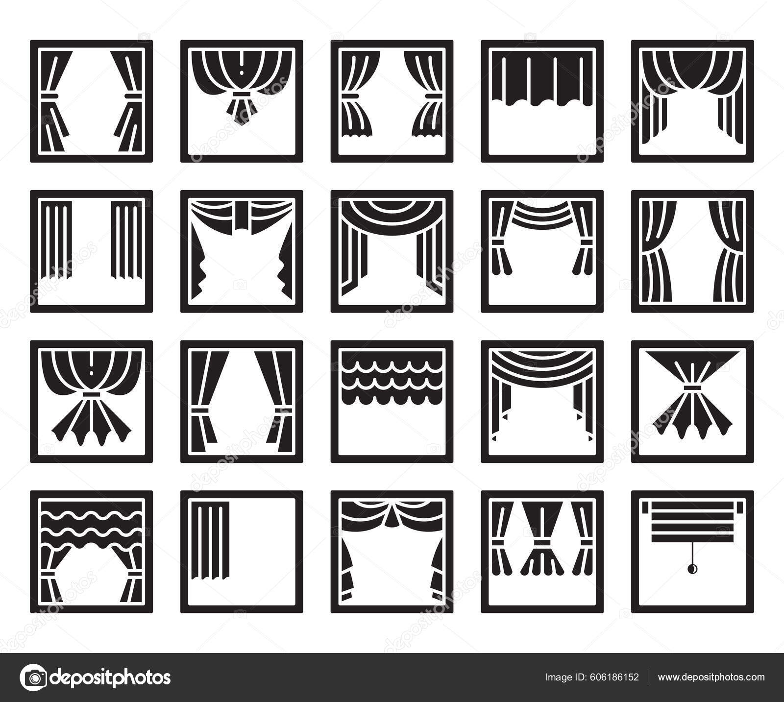 Curtain Window Icons Set Stock Vector by ©loopang 606186152