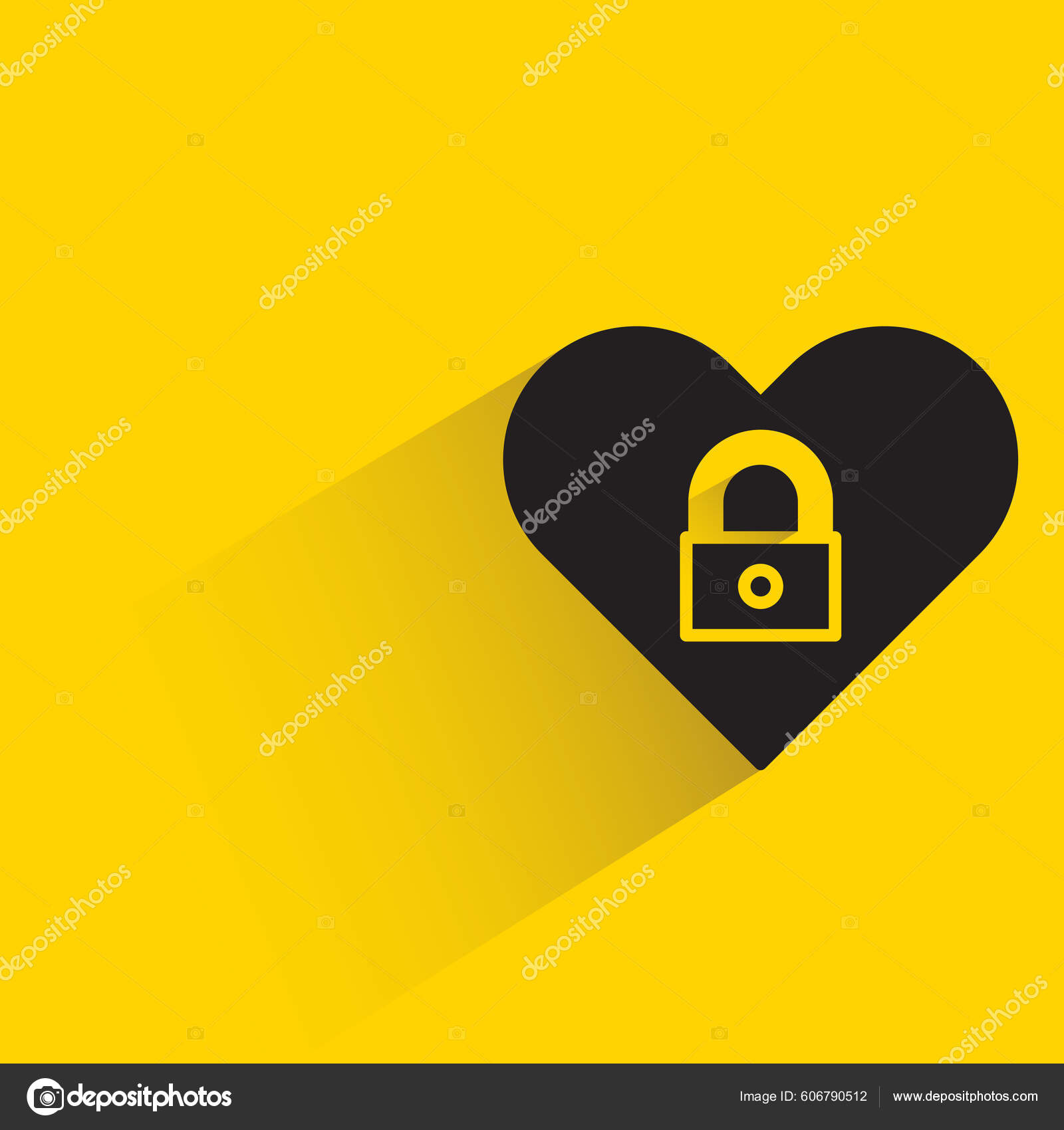 Heart Key Icon Shadow Yellow Background Stock Vector by ©loopang 606790512