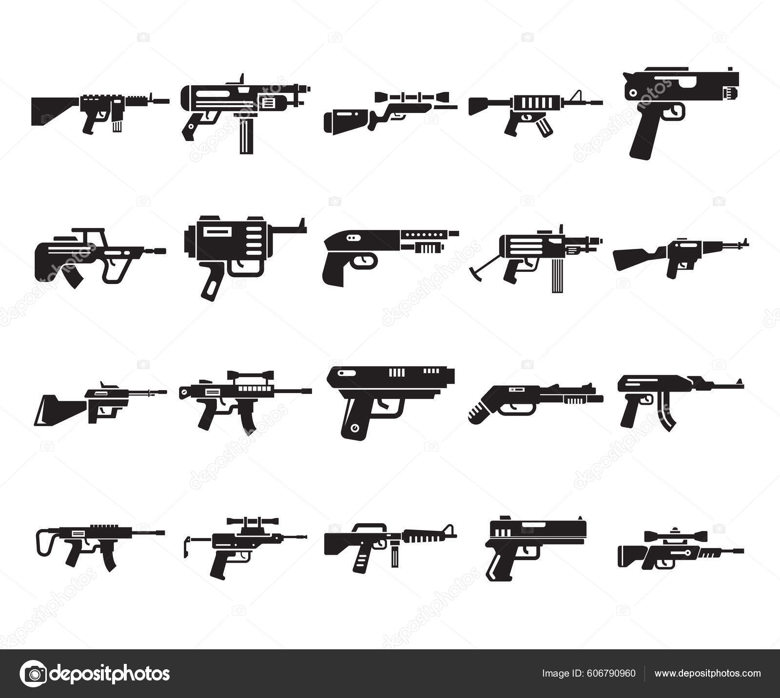 Pistola Rifle Subfusil Iconos Set Vector Ilustración Vector de stock ...