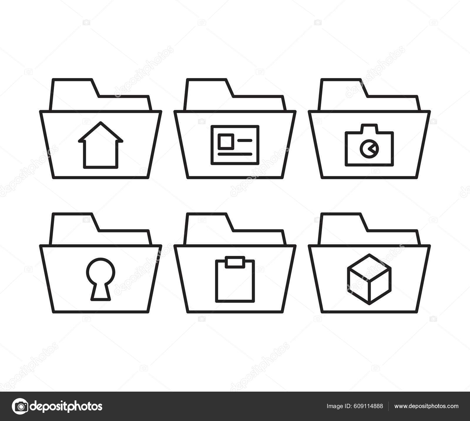Folder User Interface Icons Line Vector Illustration Stock Vector by ...