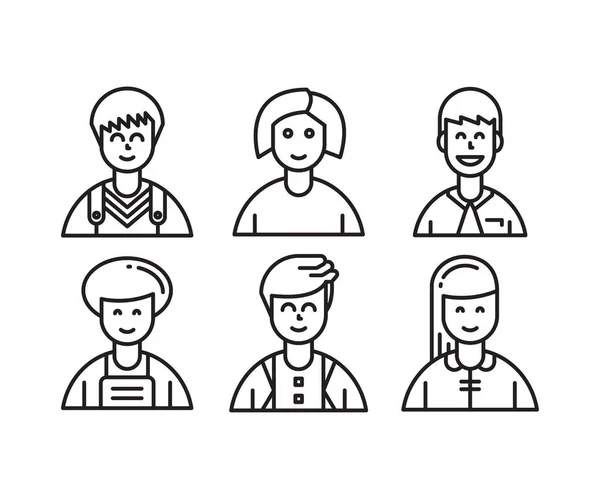 Personer Tecken Och Avatarer Ikoner Linje Illustration — stockvektor av ...