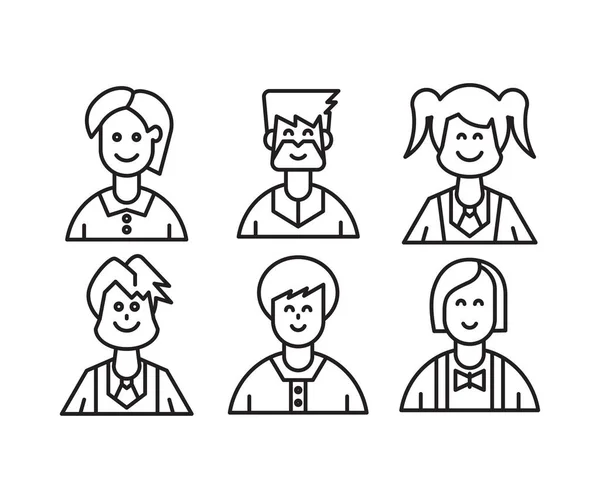 People Characters Avatars Icons Line Illustration Stock Vector by ...