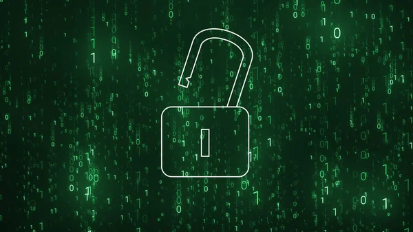 Unlock Cyber Security Lock Key in Matrix Binary Code Random Number ...