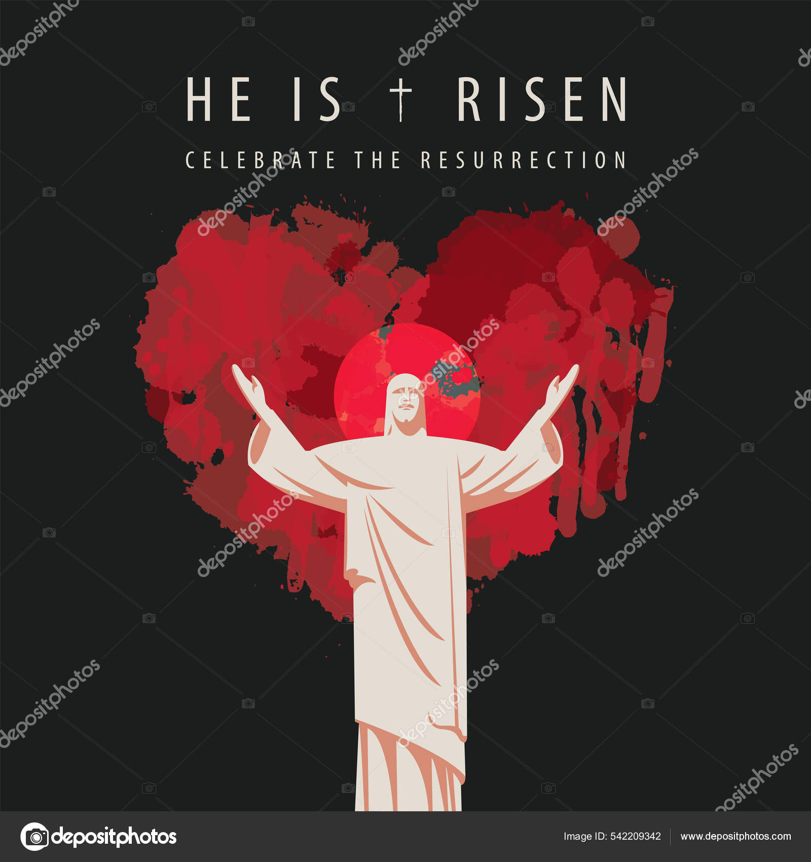 Easter Greeting Card Resurrected Jesus Christ Outstretched Arms