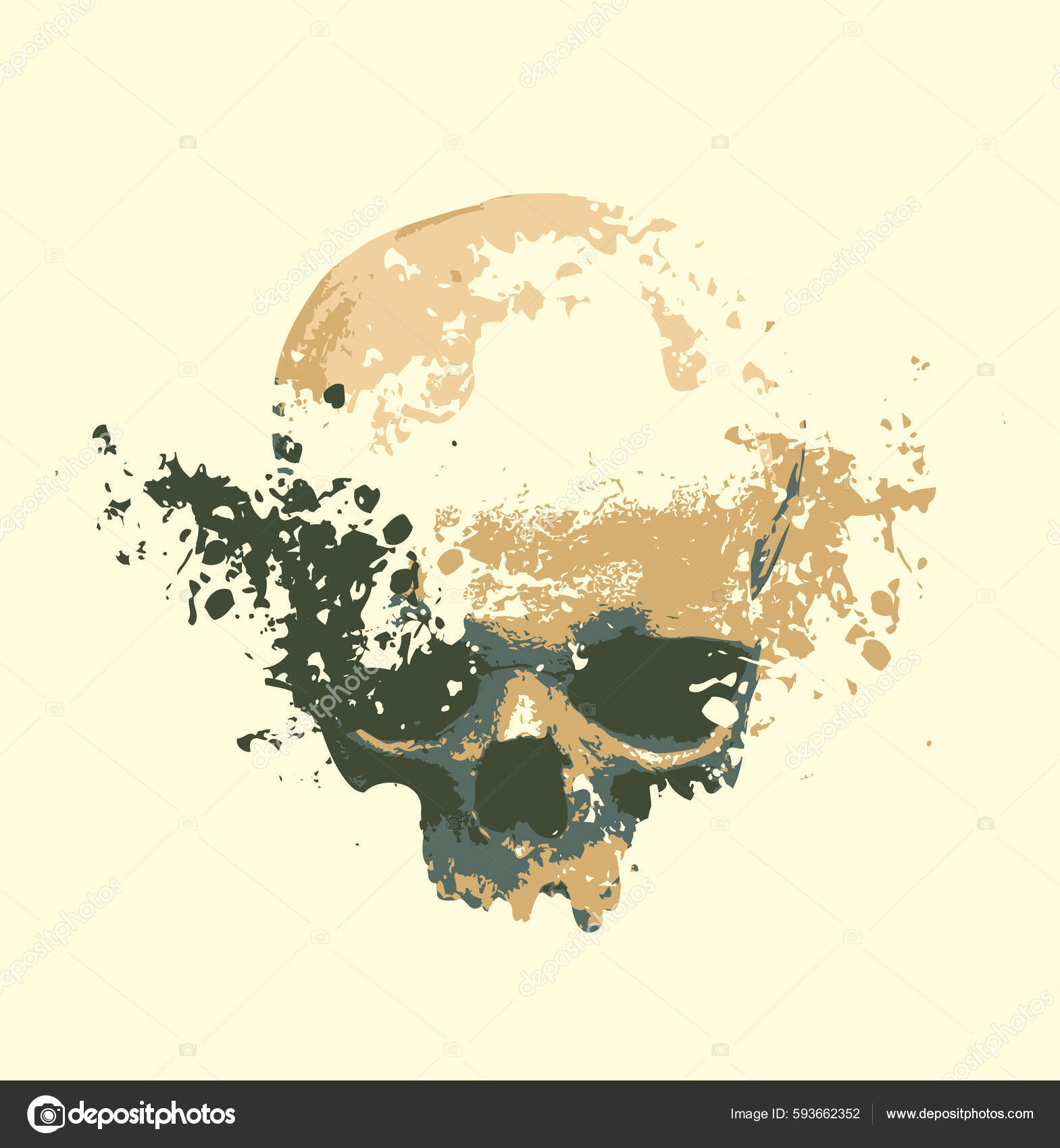 Human Skull Color Spots Splashes Graphic Print Clothes Fabric Wallpaper ...
