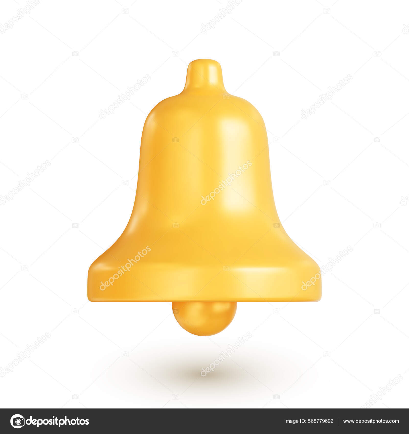 Notification Bell Icon Realistic Yellow Bell Concept New Message ...