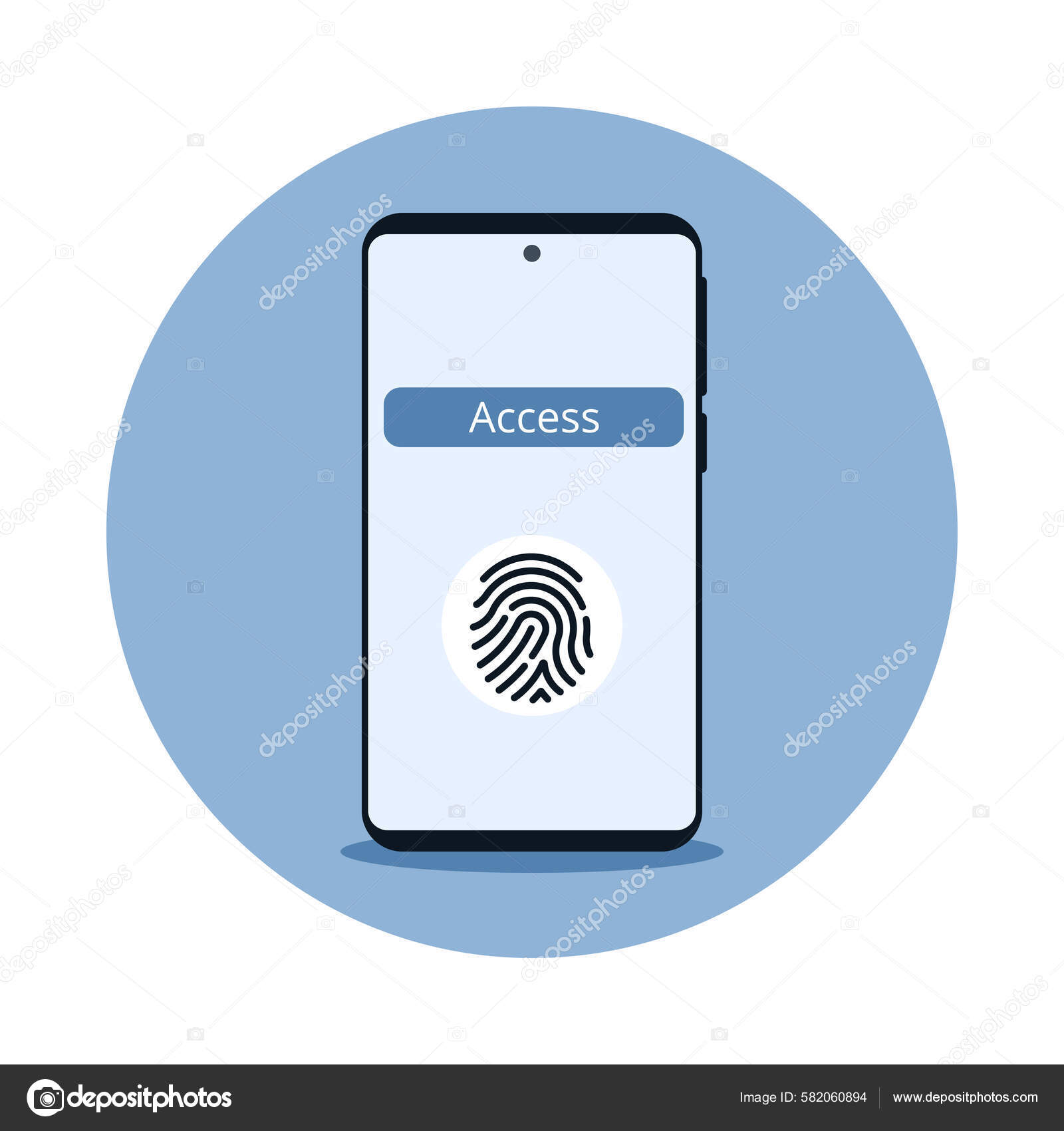 Modern Smartphone Fingerprint Icon Screen Scanning Finger Smartphone ...