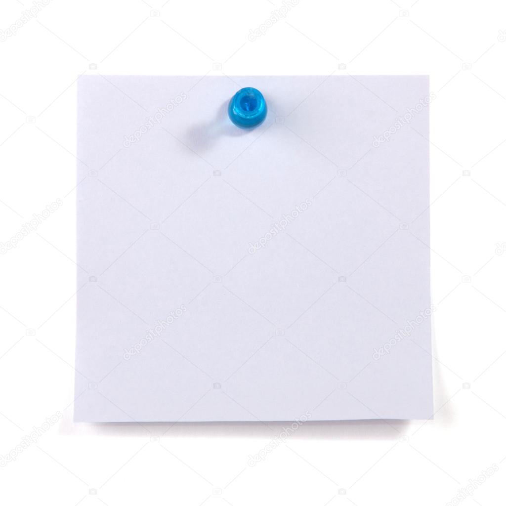 Blank sticky note pinned by the blue pin Stock Photo by ©EM_prize 24554165