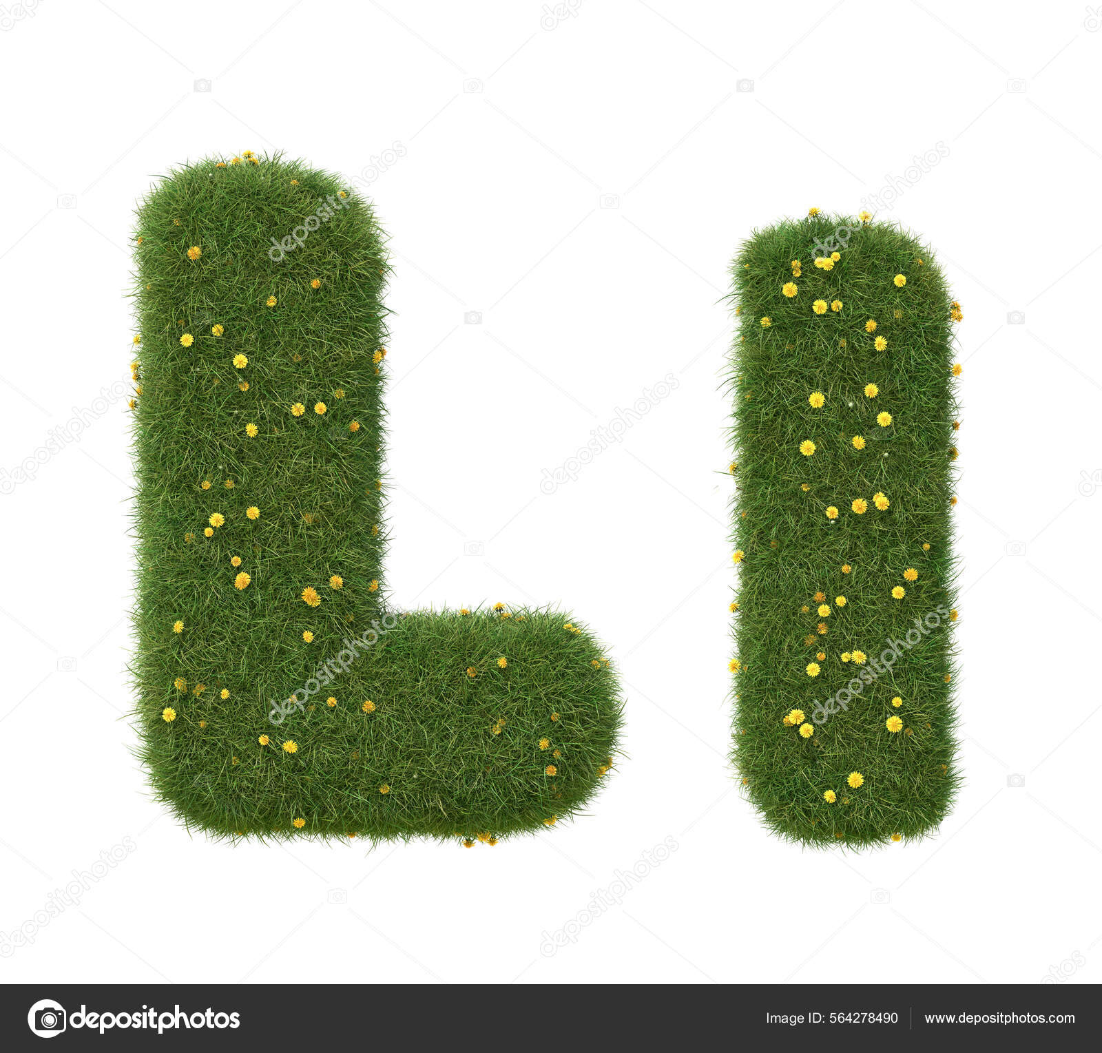 Realistic Grass Alphabet Isolated White Background Collection Image ...
