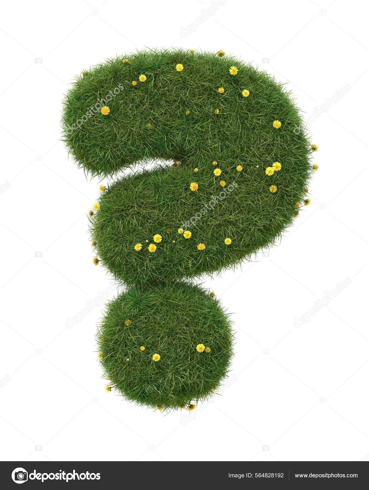 Realistic Grass Question Mark Isolated White Background Collection ...