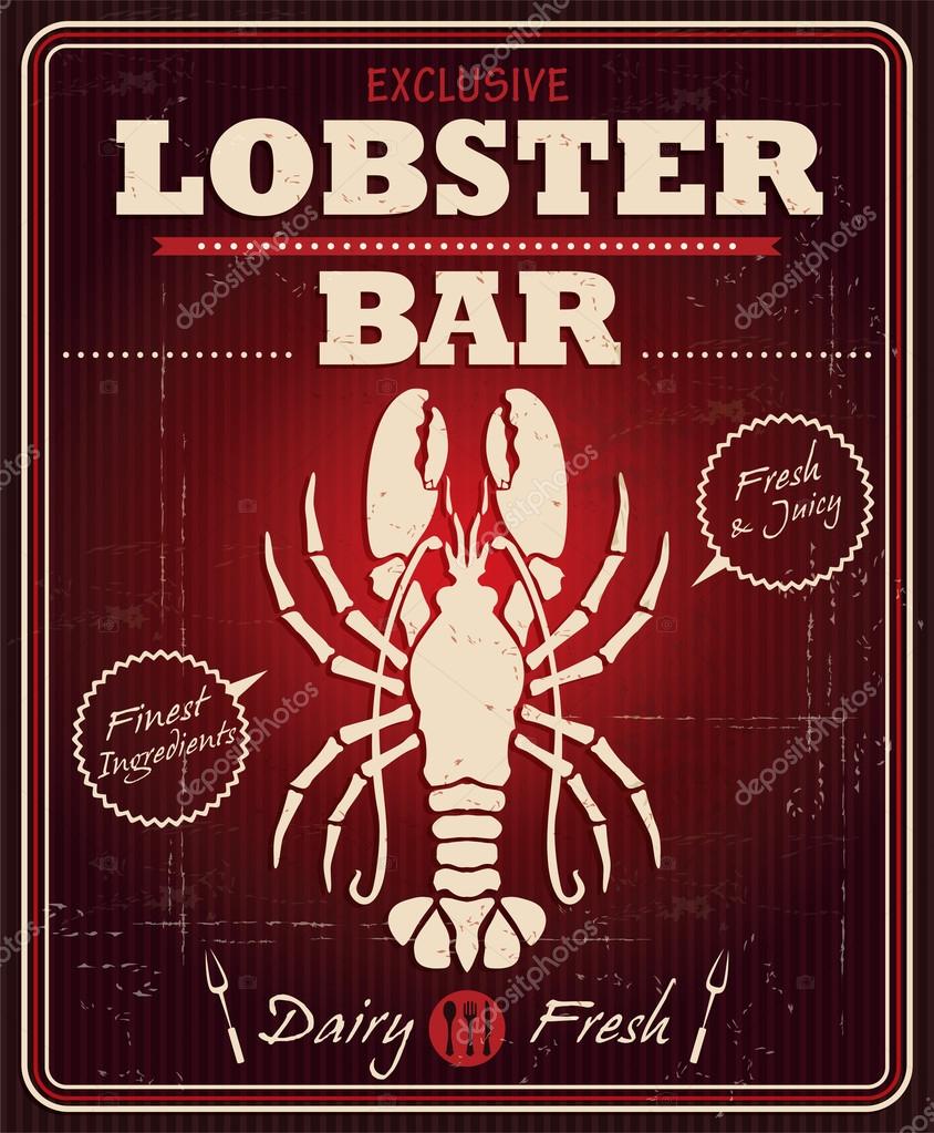 Vintage lobster bar poster design — Stock Vector © Donnay #33383541
