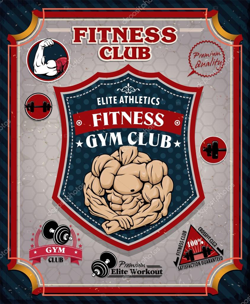 Vintage Fitness Gym poster design — Stock Vector © Donnay #42166745