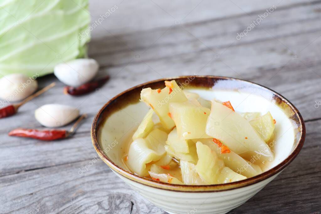 Repollo vegetal conservado en vinagre Asia alimentos sobre fondo de ...