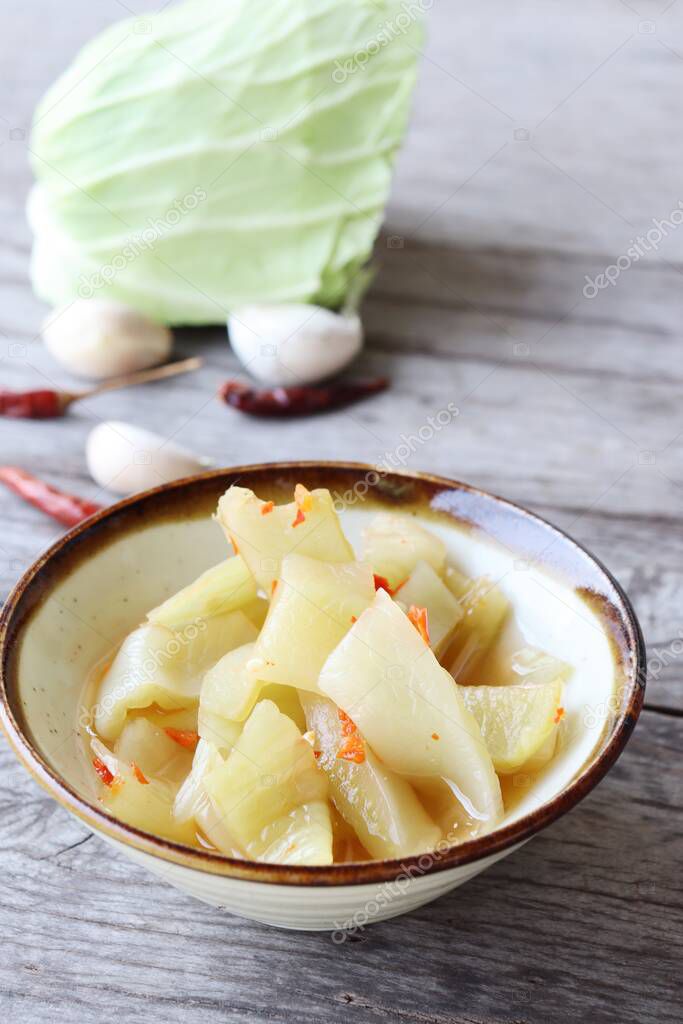 Repollo vegetal conservado en vinagre Asia alimentos sobre fondo de ...