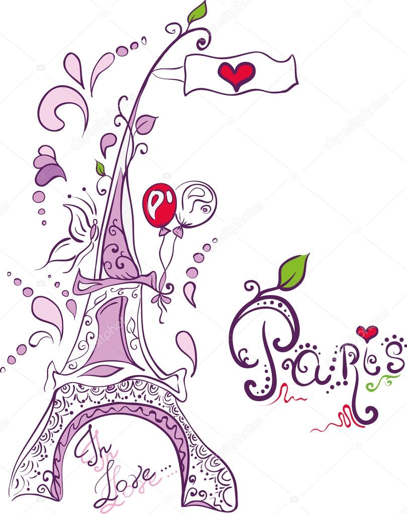Doodle creative eiffel tower in paris — Stock Vector © Bassarida #12399693