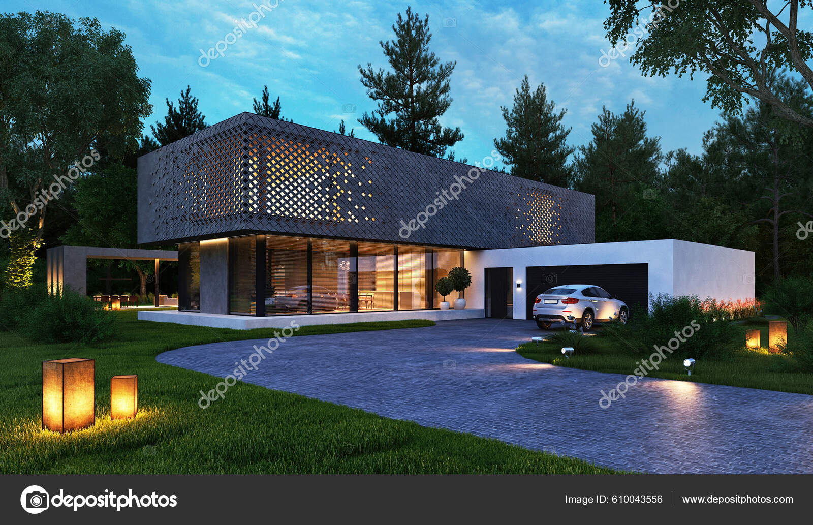 Model Modern House Project House Unique Facade House Sketch Modern ...