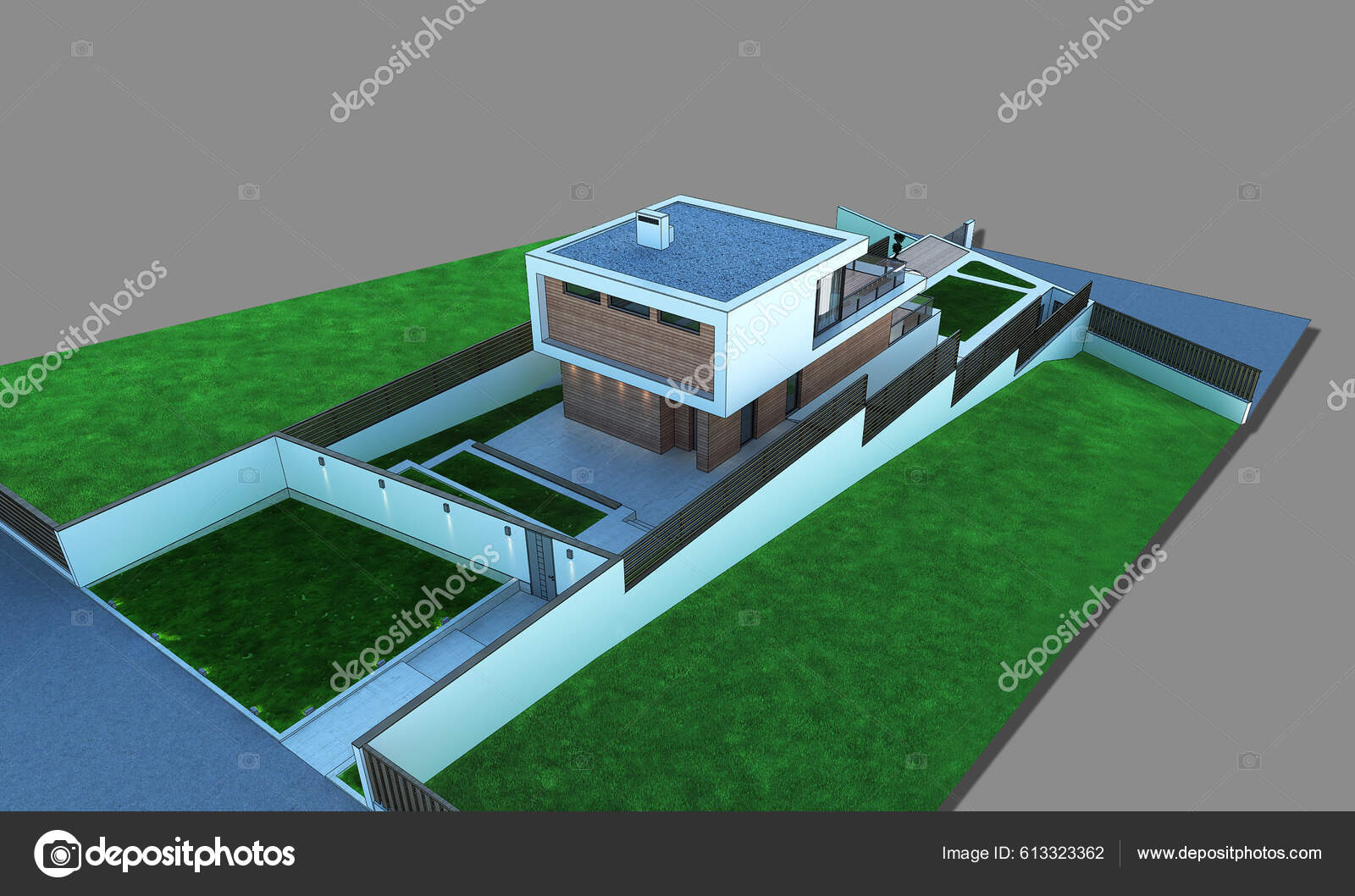 Visualization Modern House Relief House Narrow Plot Terraces Luxury ...