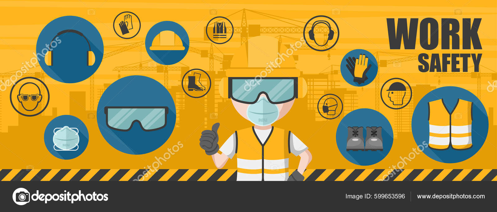 Worker Background Using His Personal Protective Equipment Set ...