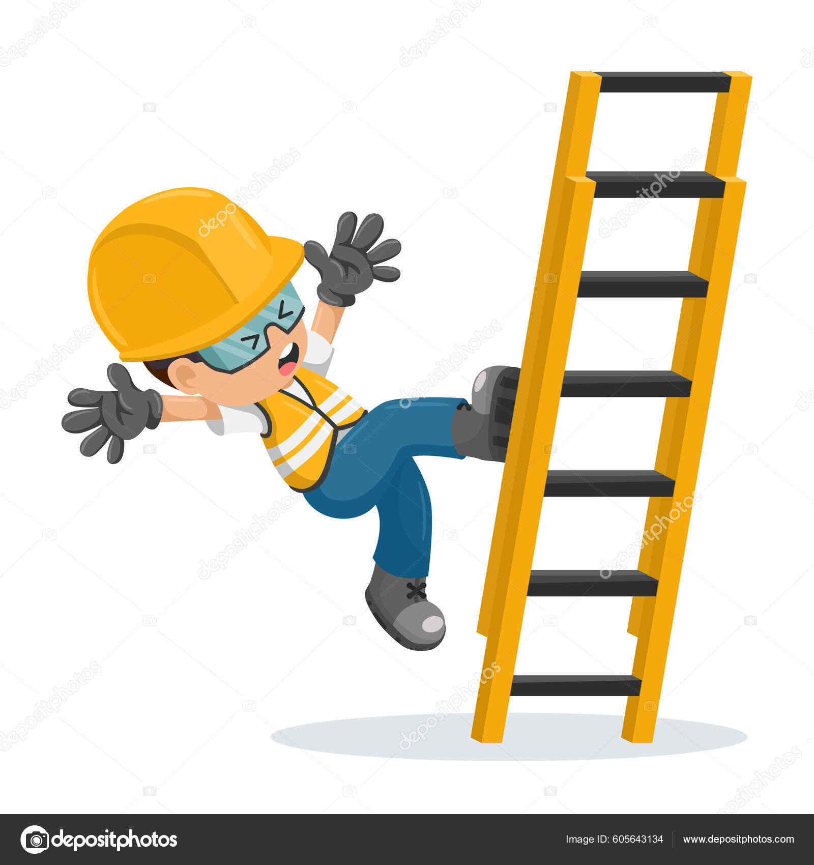 Occupational Accident Fall Ladder Industrial Construction Worker ...