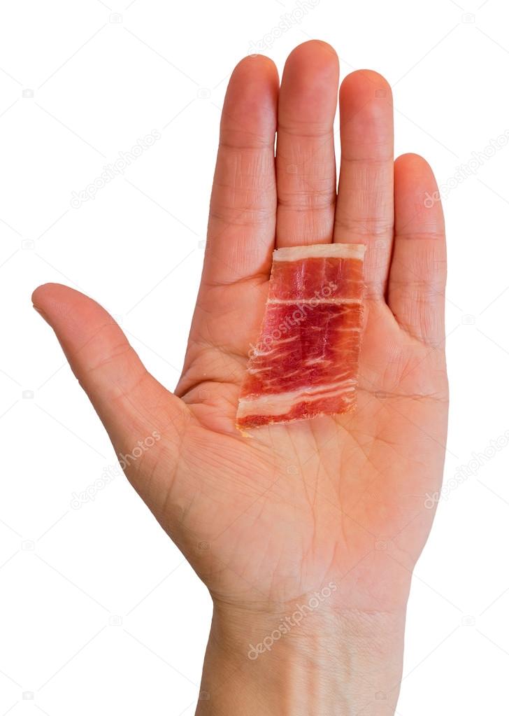 Serrano ham slice and hand Stock Photo by ©Saaaaa 18643167