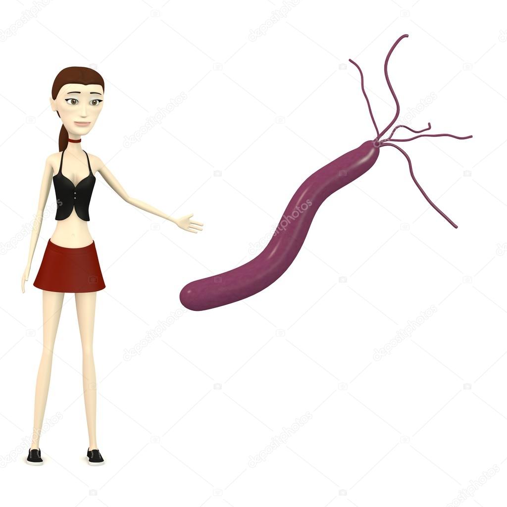 3d render of cartoon character with helicobacter pylori Stock ...