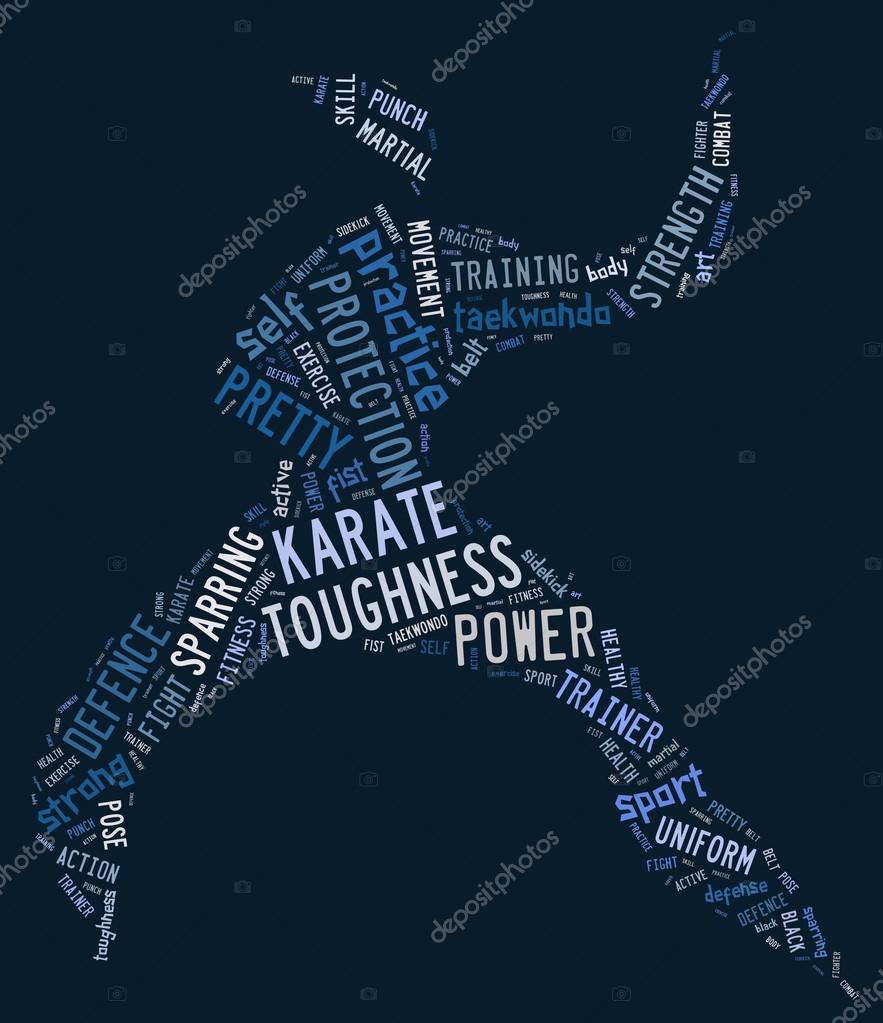 Karate pictogram on blue background — Stock Photo © seiksoon #19375003