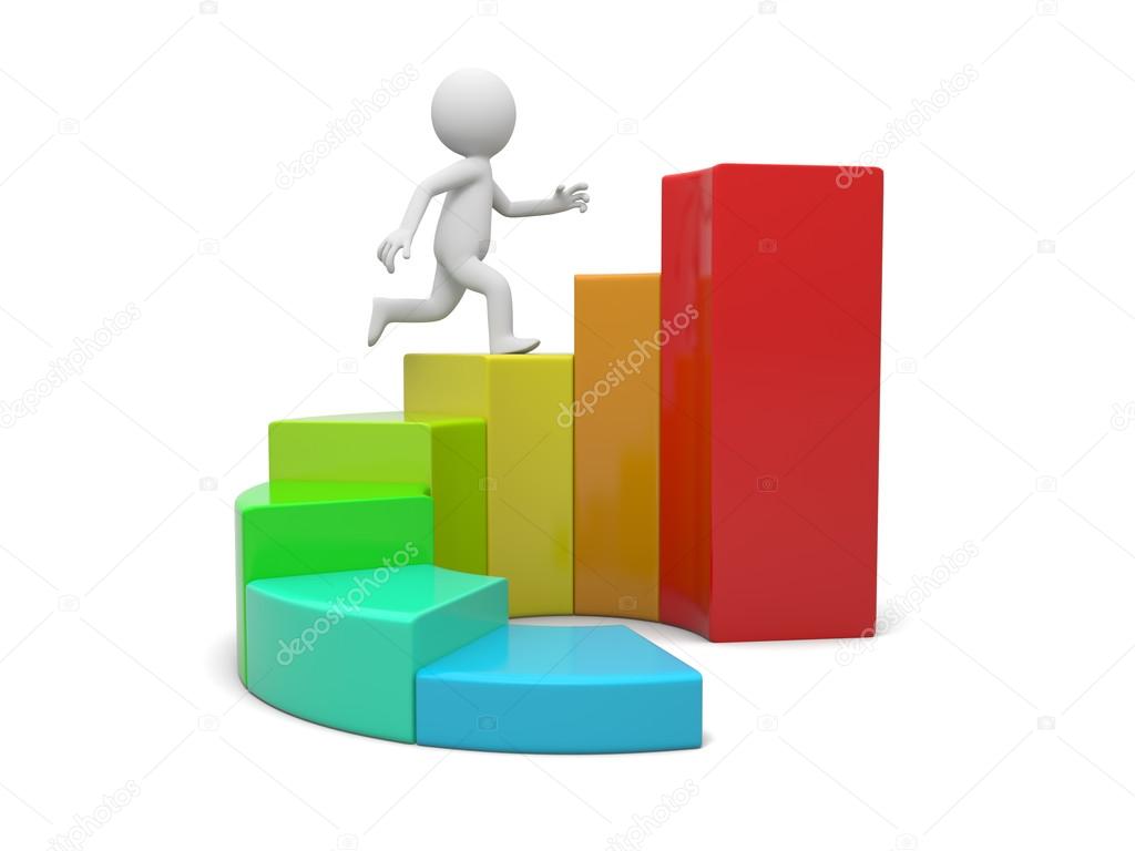 Human character and bar chart — Stock Photo © bluecups #31433023