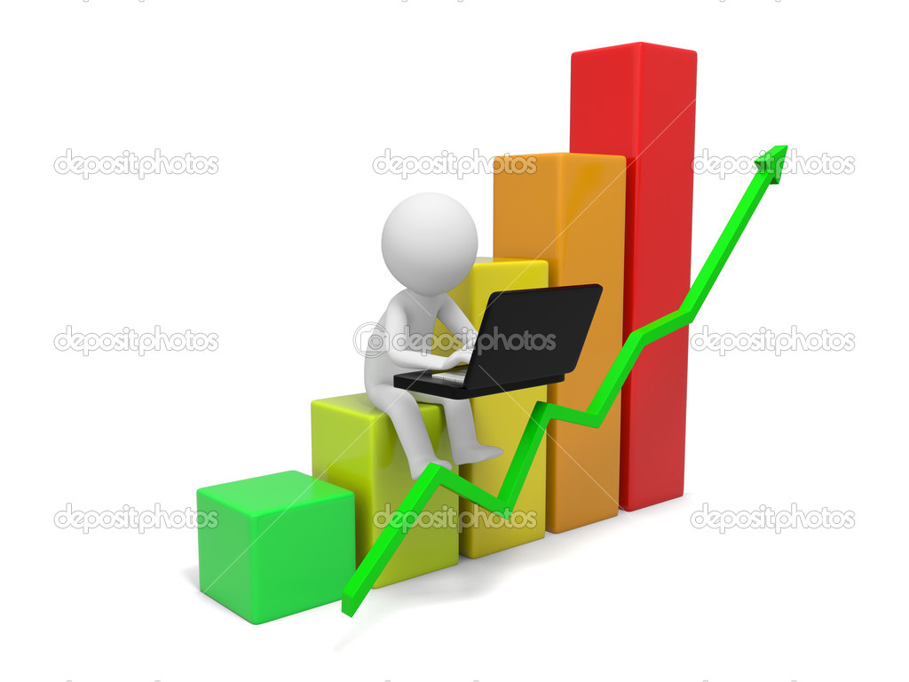 Human character and bar chart Stock Illustration by ©bluecups #31433093