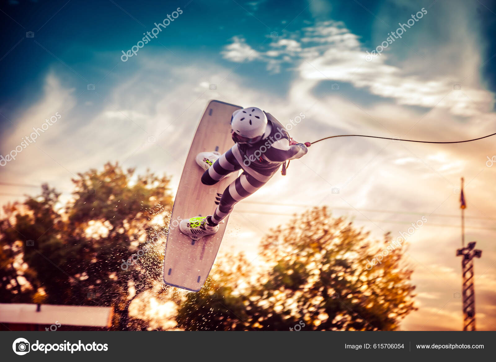 Guy Yak Suit Sunset Jumps Springboard Wakeboard Extreme Park Kiev ...