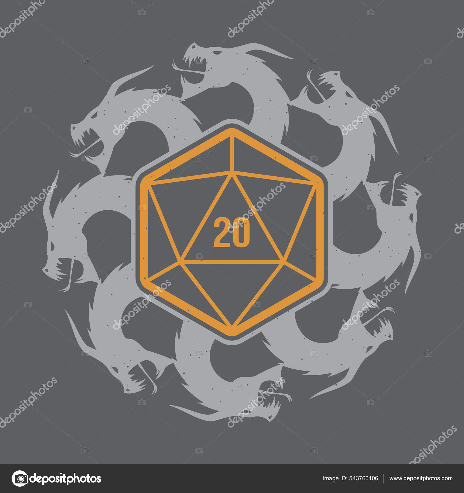 Vector Circle Symbol Double Sided Dice Head Dragon Board Games Stock ...