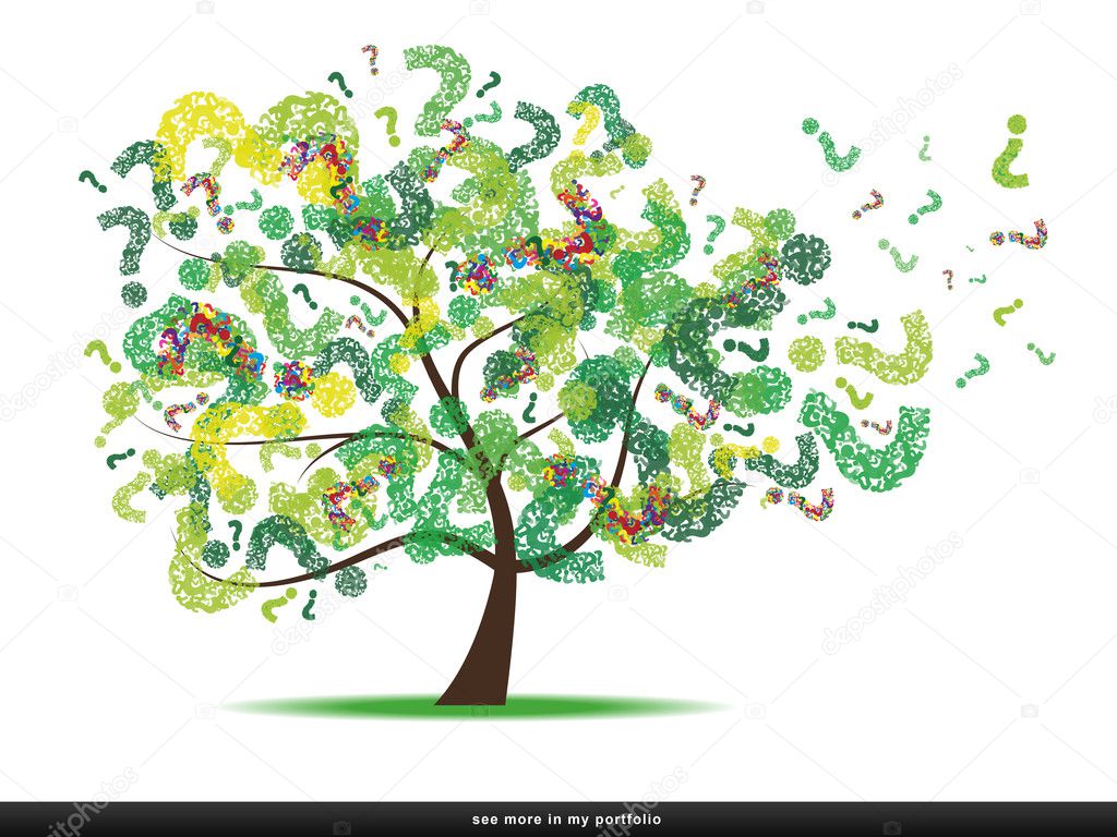 Tree With A Question Mark Leaf — Stock Vector © Gudo 24098913