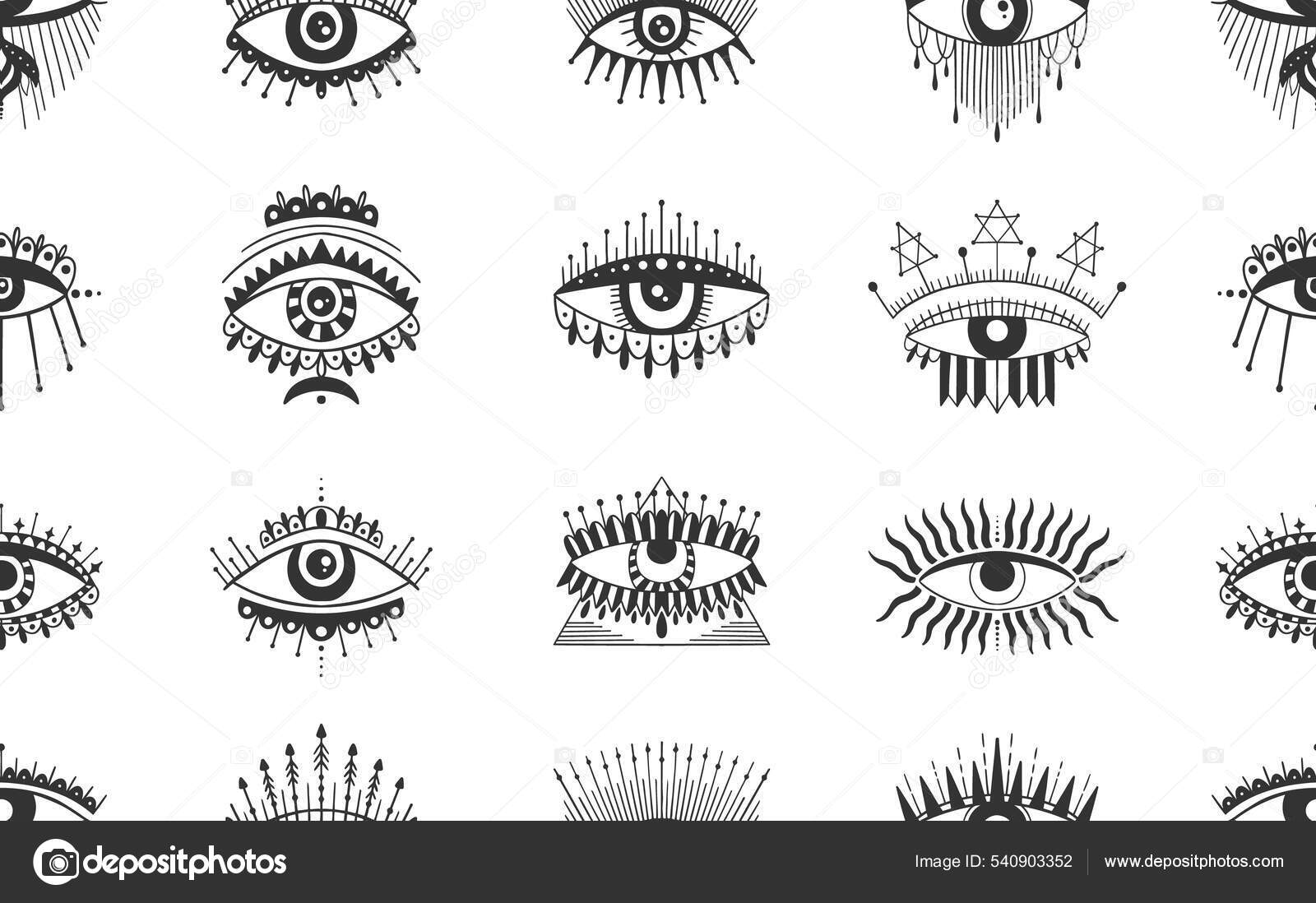 Evil Seeing eye symbol seamless pattern. Occult mystic emblem, graphic ...