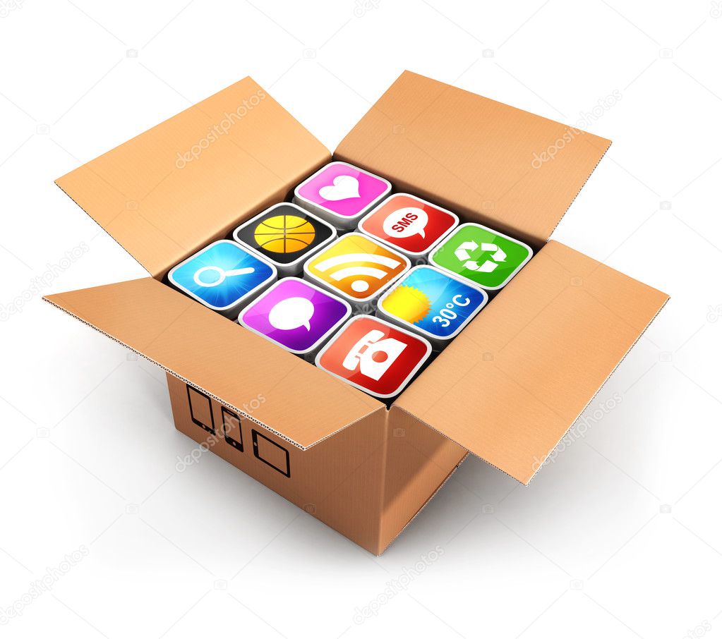 3d box with applications Stock Photo by ©3Dmask 44275635