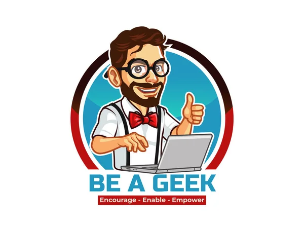 Handsome Genius Bearded Tech Computer Hacker Geek with Laptop Showing ...