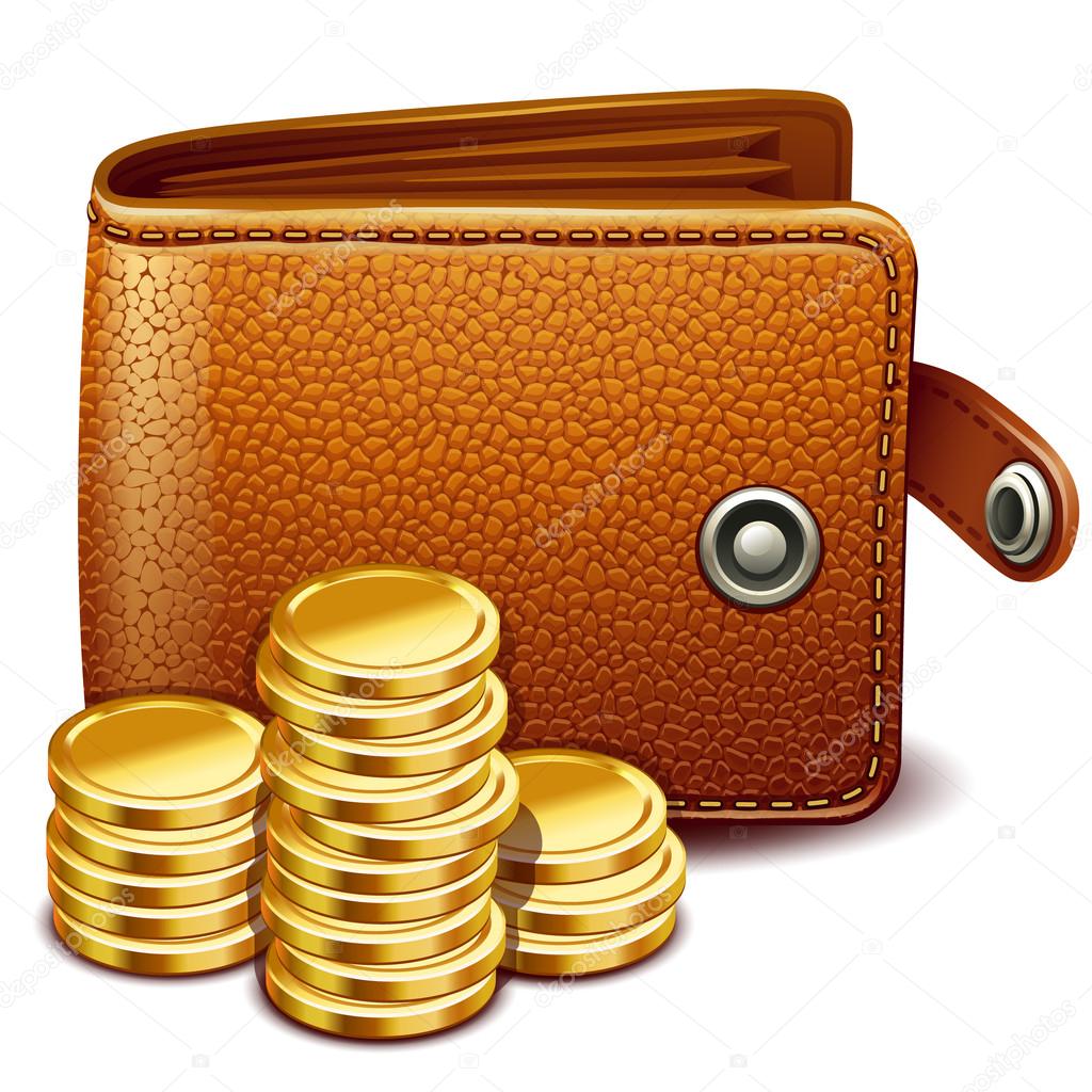 Wallet With Money Clipart Coins