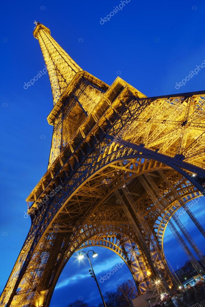 Illuminated Eiffel Tower from Paris, France in the night – Stock ... Illuminated Eiffel Tower from Paris, France in the night – Stock ...