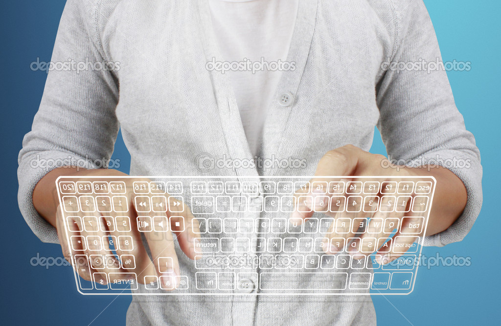 Presses the keyboard touch screen interface — Stock Photo © violetkaipa ...