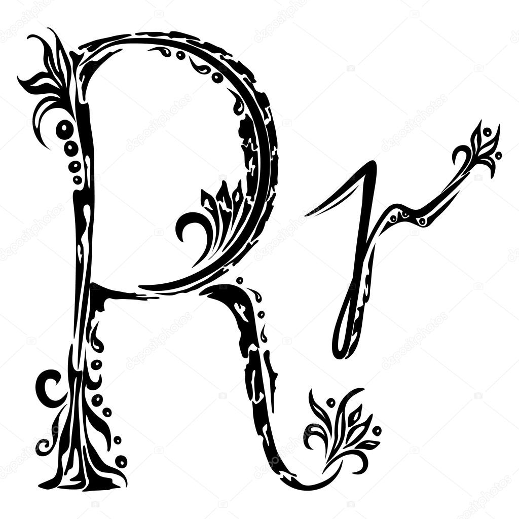 Letter R r in the style of abstract floral pattern — Stock Vector ...
