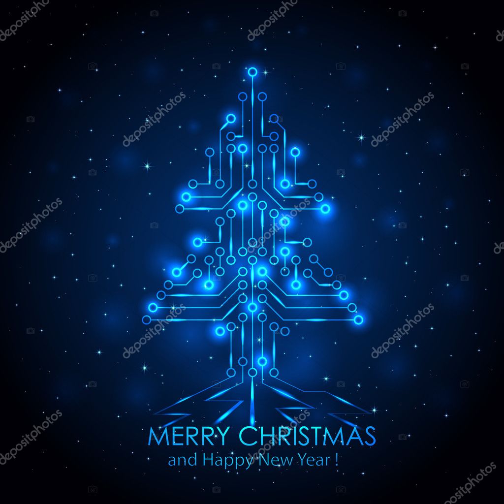 Blue digital Christmas tree Stock Vector by ©losw 16205097
