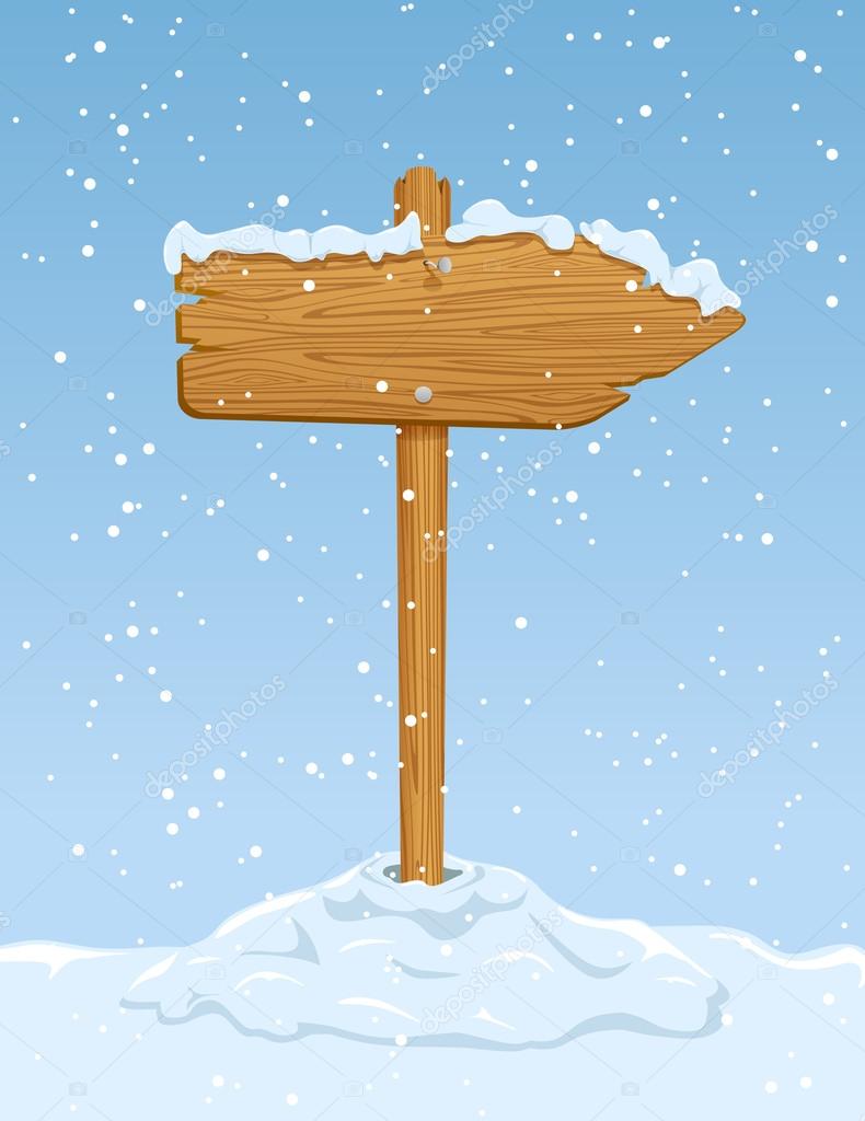 Wooden sign with falling snow Stock Vector Image by ©losw #36002607